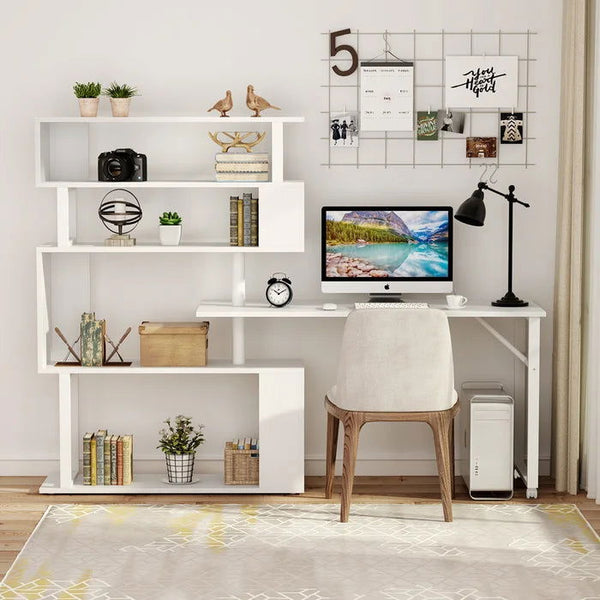 Buy New L-Shaped Study Table Design with Integrated Bookshelves ...