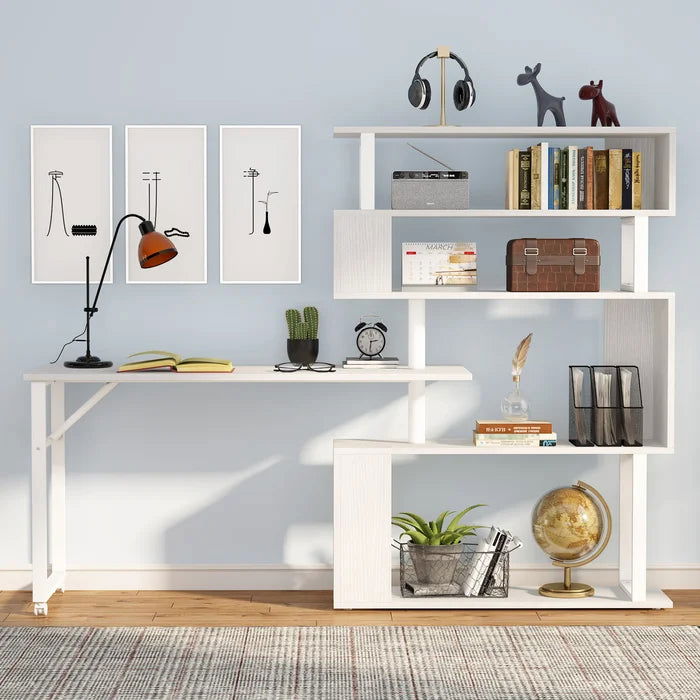 Buy New L-Shaped Study Table Design with Integrated Bookshelves ...