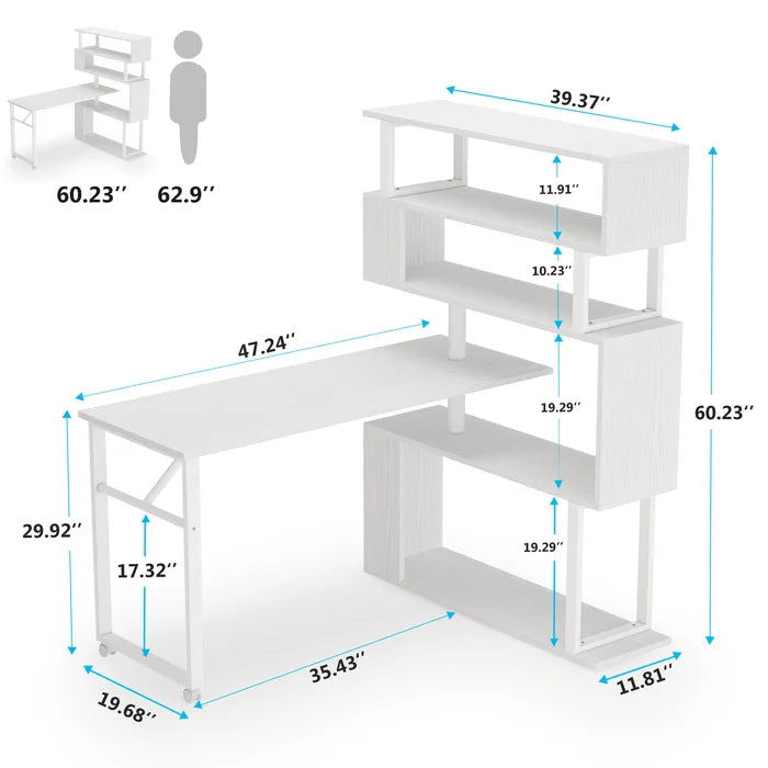 Buy New L-Shaped Study Table Design with Integrated Bookshelves ...