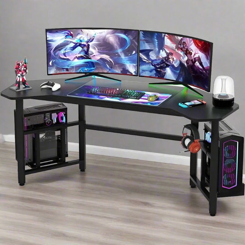 Furnishiaa Jowel Solid Wood Black Gaming Table