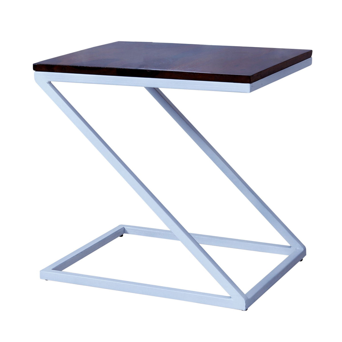 Sheesham Wood & Iron Z Shape Bedside End Tables Side Stool for Bedroom ...