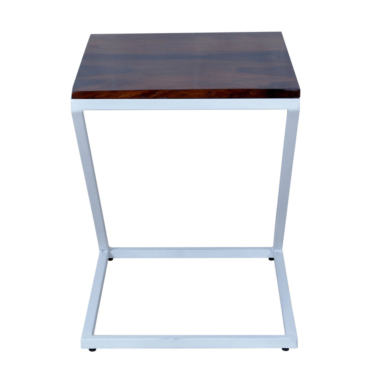 Sheesham Wood & Iron Z Shape Bedside End Tables Side Stool for Bedroom ...