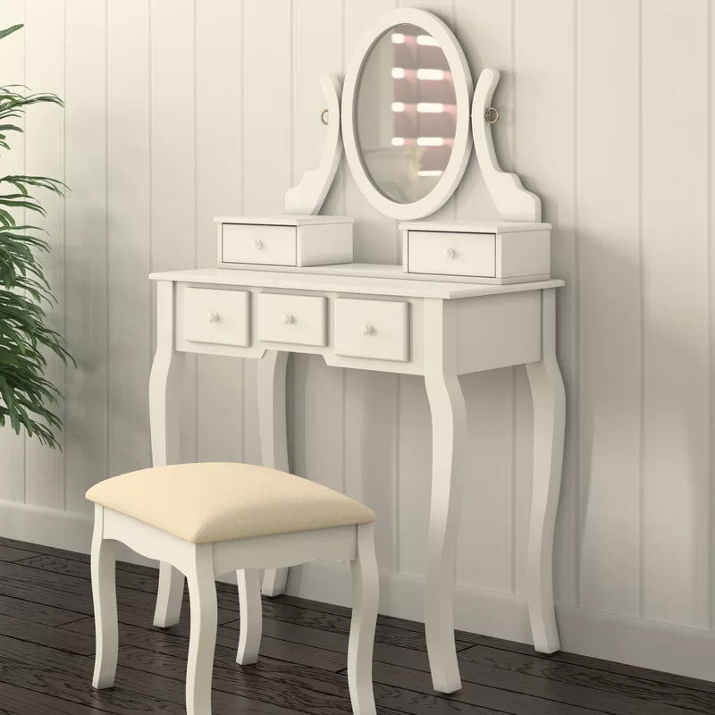 Furnishiaa Solid Wood Curved Dressing Table
