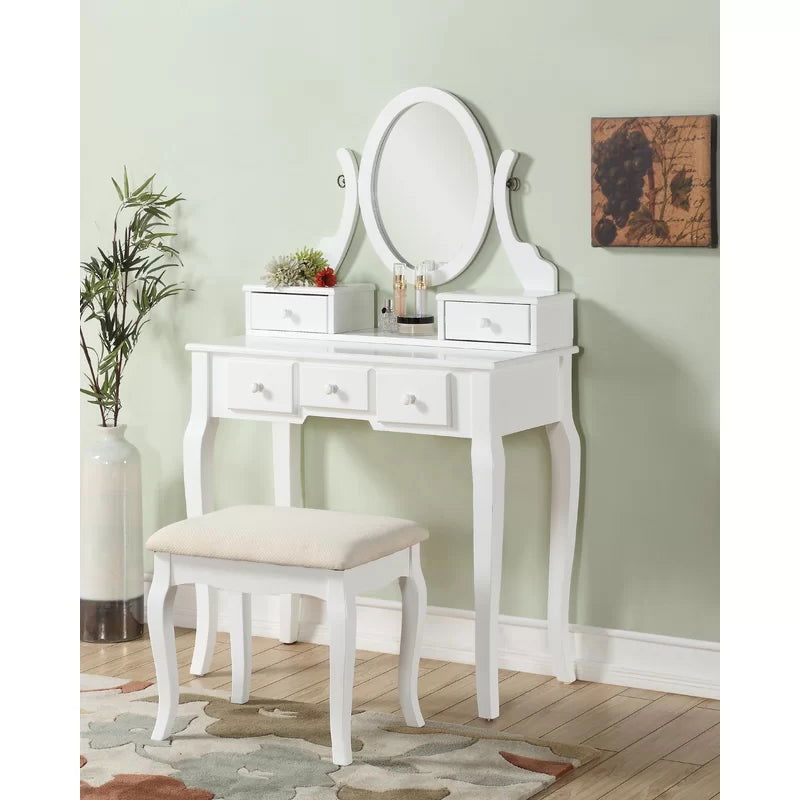 Furnishiaa Solid Wood Curved Dressing Table