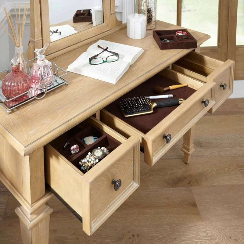 Furnishiaa Solid Wood Distressed Dressing Table