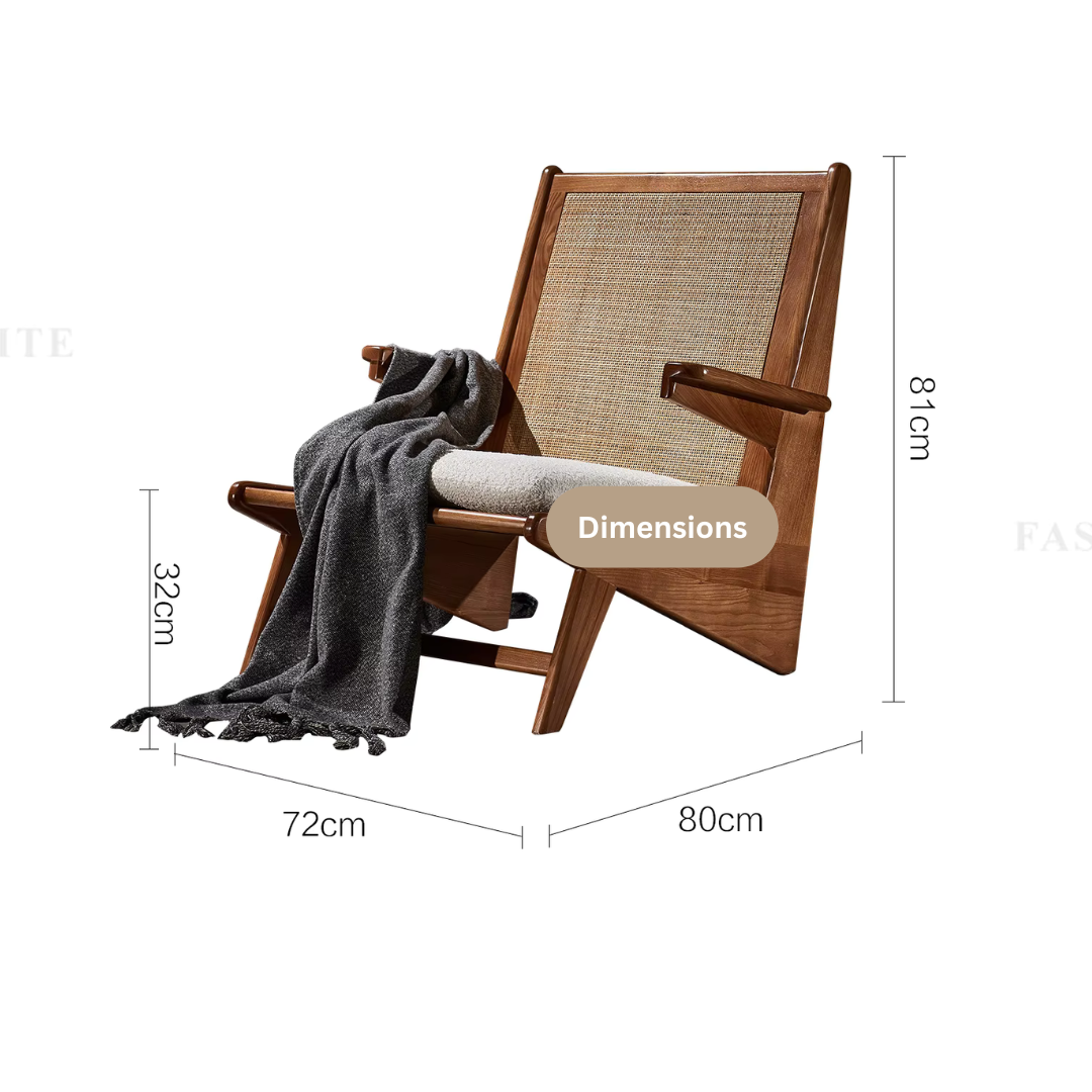 Furnishiaa Solid Wood Natural Rattan Arm Chair