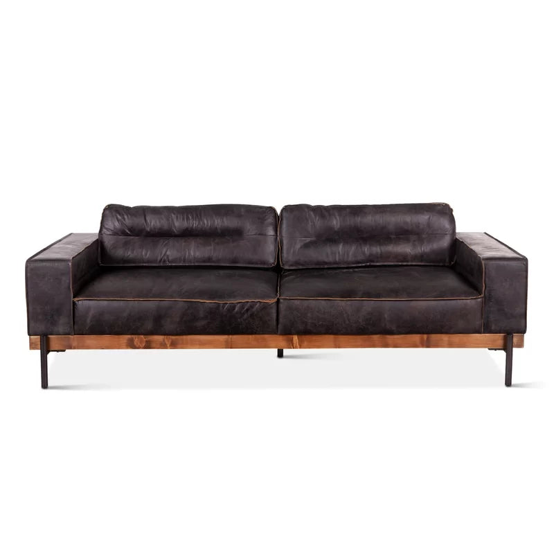 Metal & Synthetic Leather Arm Sofa Brown – Furnishiaa