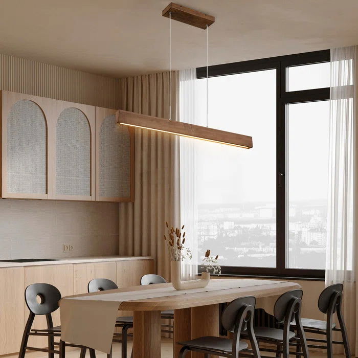 Solid Wood Linear LED Hanging Light – Furnishiaa